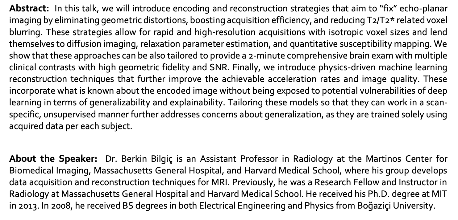 Seminar: “Efficient MRI through improved encoding and reconstruction ...